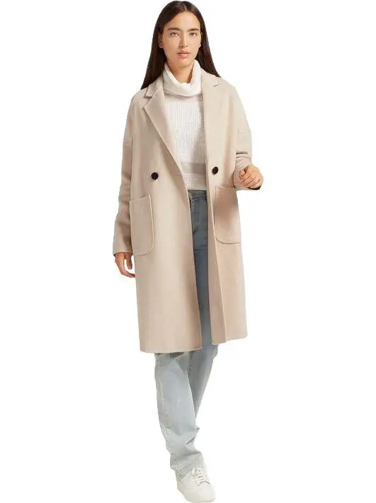 BELLE & BLOOM Publisher Double Breasted Wool Blend Coat - Sand
