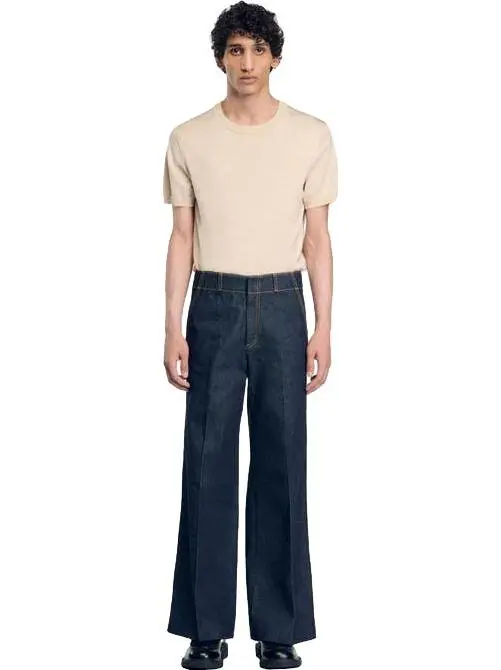 Sandro Wide-leg Flared Jeans - Raw-denim