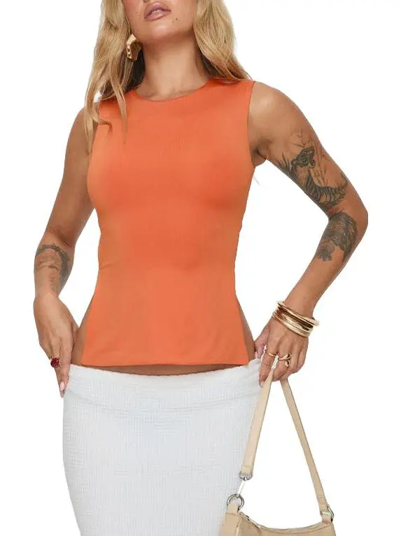 Princess Polly Uzo Metallic Open Back Top - Orange