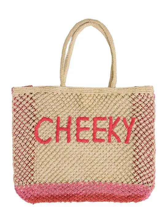 L*Space Moonlight Woven Jute Tote - Grapefruit/bubblegum