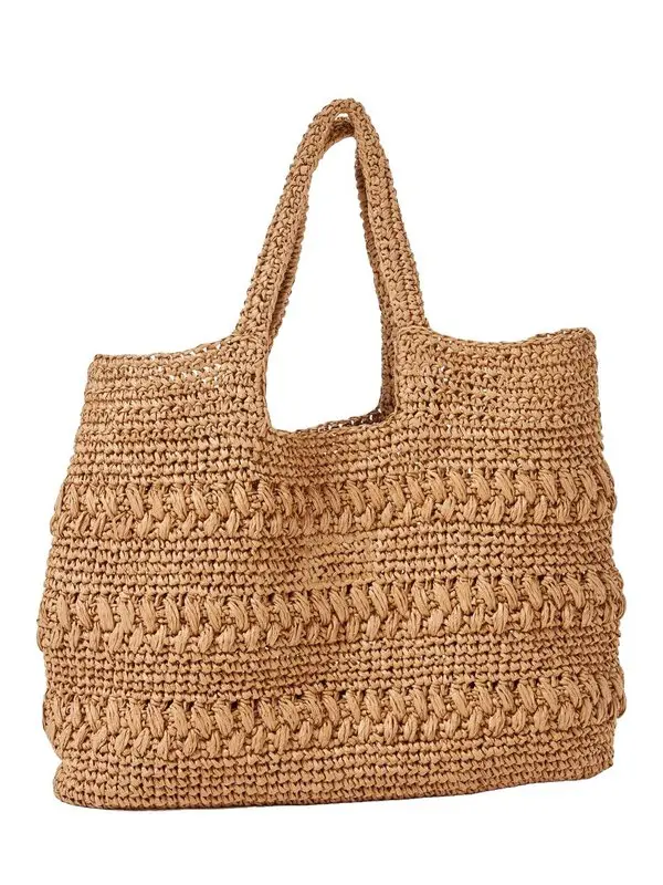 L*Space Changing Tides Crocheted Raffia Tote - Natural