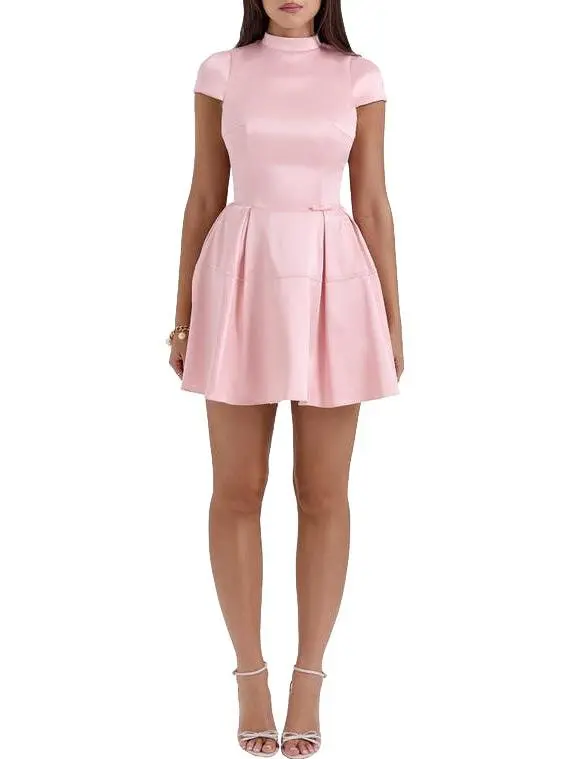 House Of Cb Saida Flare Satin Minidress - English Rose