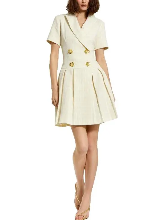 Mac Duggal Tweed Blazer Mini Dress - Cream