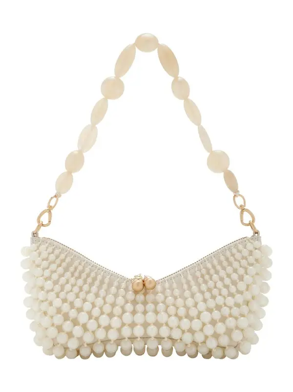 Cult Gaia Mercier Embellished Leather Clutch - White