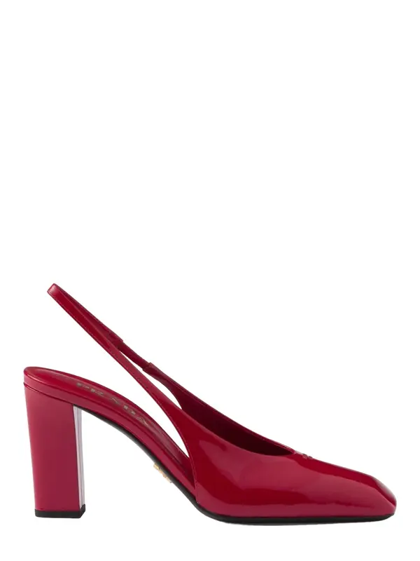 Prada 85mm Leather Slingback Pumps - Red