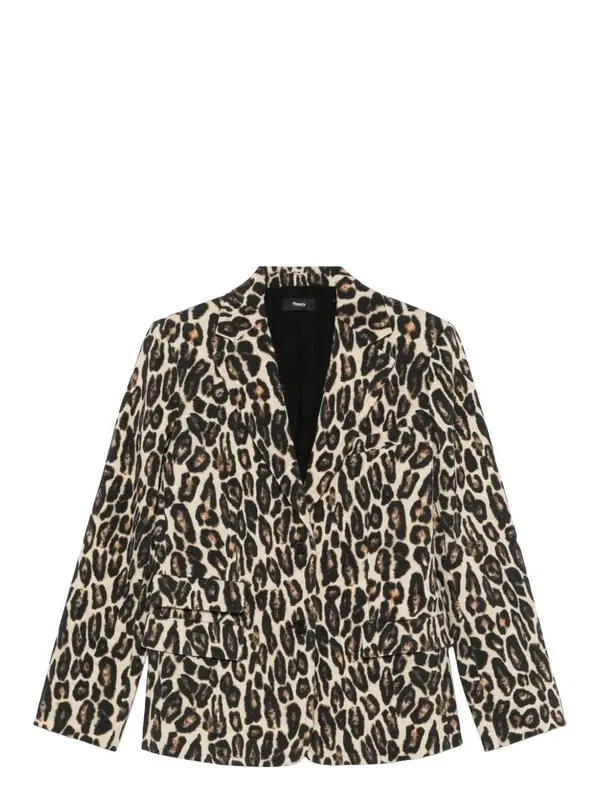 Theory Leopard-pattern Blazer - Black