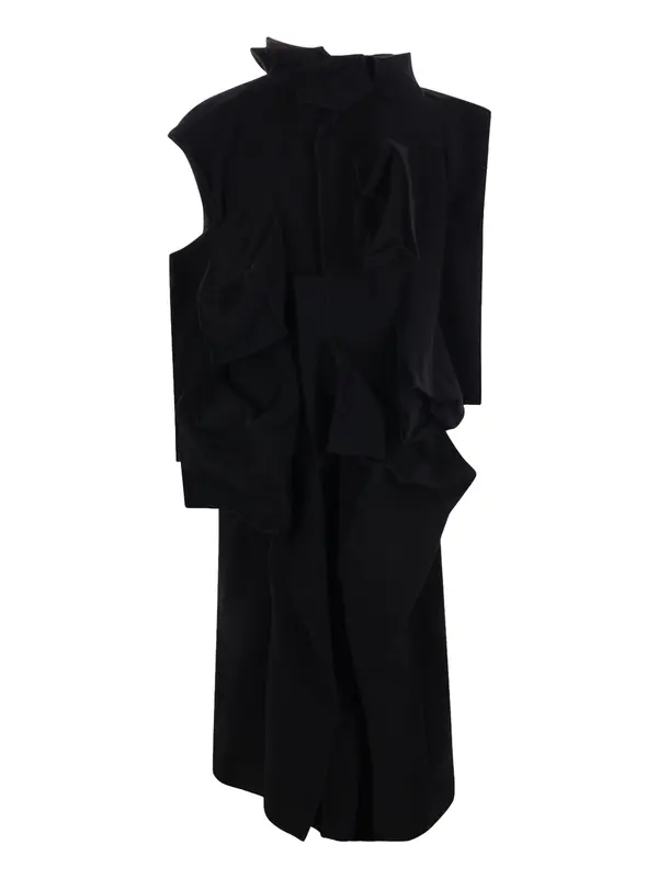 Yohji Yamamoto Draped Maxi Coat - Black