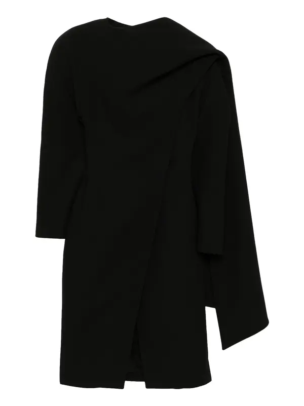 MUGLER Scarf Wool Blend Coat - Black