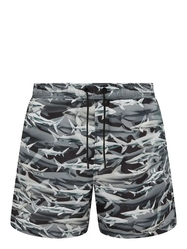 LET'S SWIM Shark Print Swim Shorts - Grey