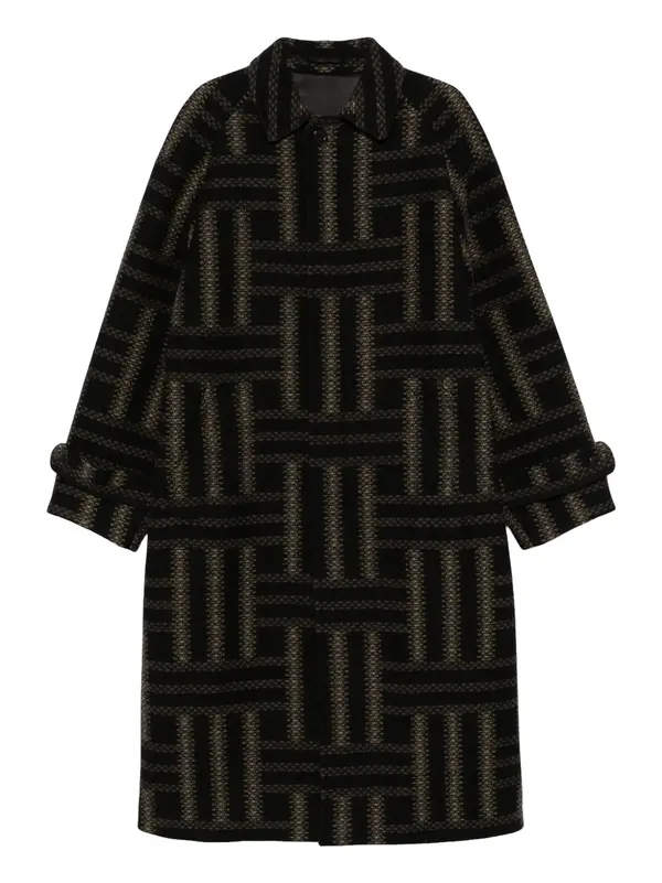 Kenzo Weave Virgin Wool Coat - Black
