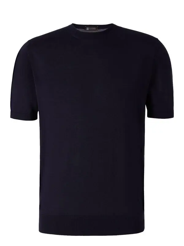 Colombo Crew-neck Fine-knit T-shirt - Blue