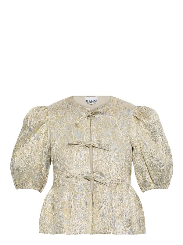 GANNI Lurex Thread Blouse - Gold
