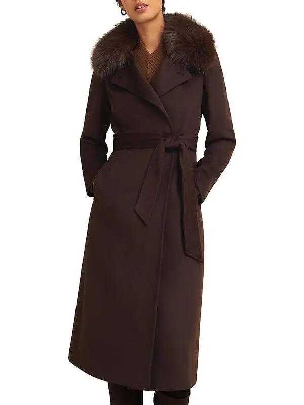 HOBBS LONDON Livia Belted Coat - Alder Brown