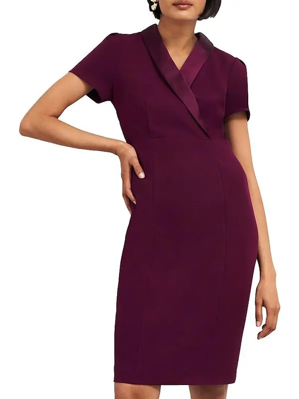 HOBBS LONDON Amira Collared Sheath Dress - Warm Plum