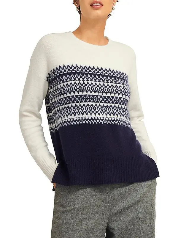 HOBBS LONDON Lorrie Fair Isle Sweater - Ivory Navy