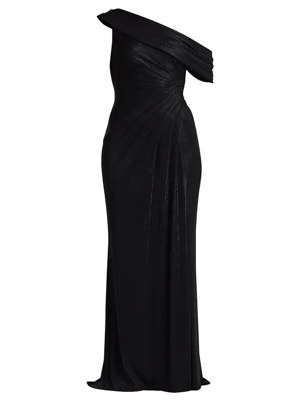 Tadashi Shoji Leary Draped One-shoulder Gown - Black