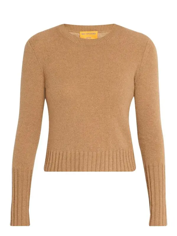 Guest In Residence Shrunken Crewneck Sweater In Cashmere - Almond