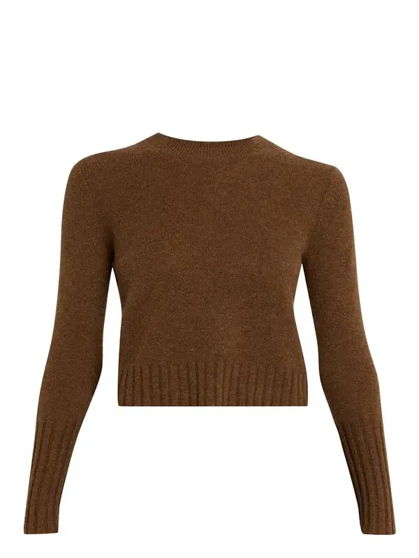 Guest In Residence Shrunken Crewneck Sweater In Cashmere - Chestnut