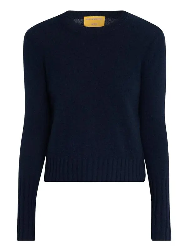 Guest In Residence Shrunken Crewneck Sweater In Cashmere - Midnight