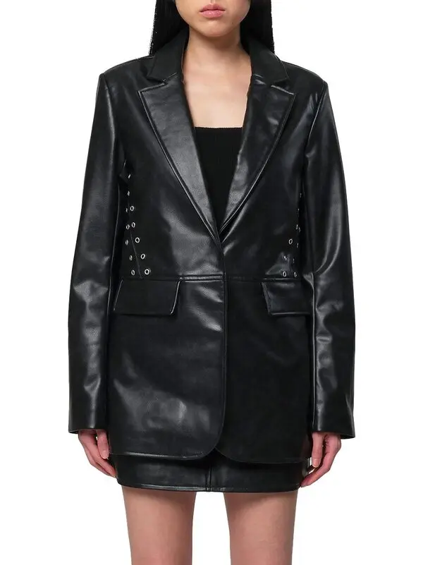 Apparis Kelan Faux Leather Blazer - Noir