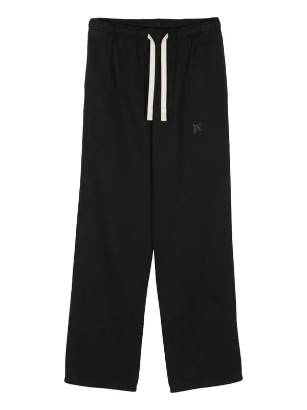Palm Angels Monogram Cotton-blend Trousers - Black