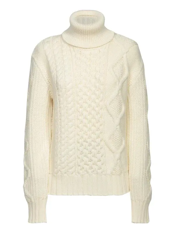 Moncler Sweater With Braided Design - White
