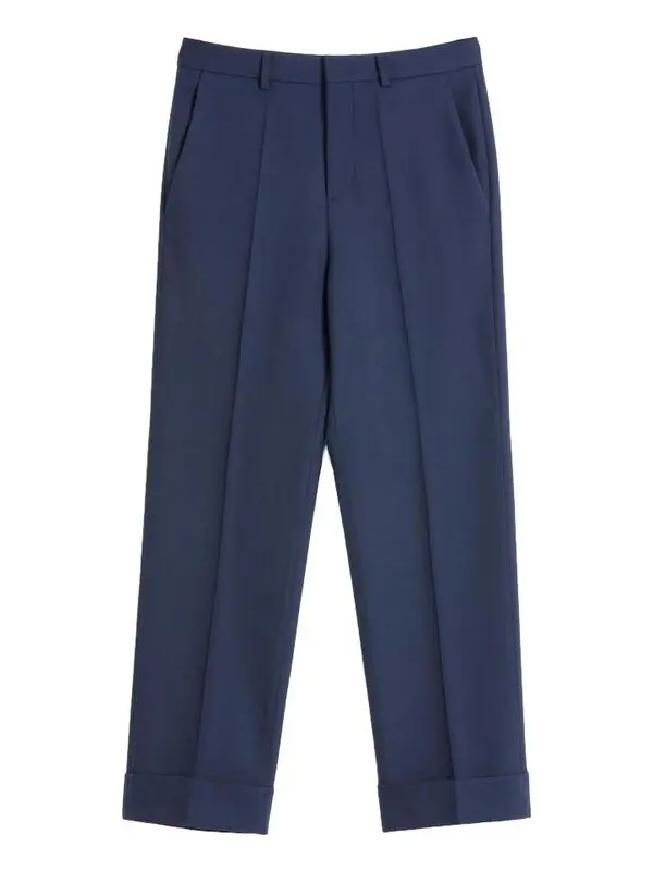 Valentino Garavani Wool Gabardine Cuffed Trousers - Blue