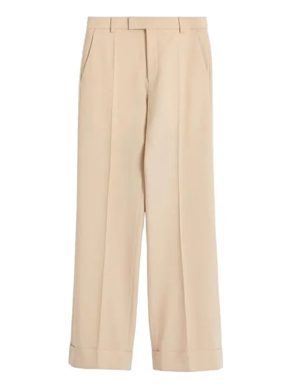 Valentino Garavani Wool Gabardine Cuffed Trousers - Butter
