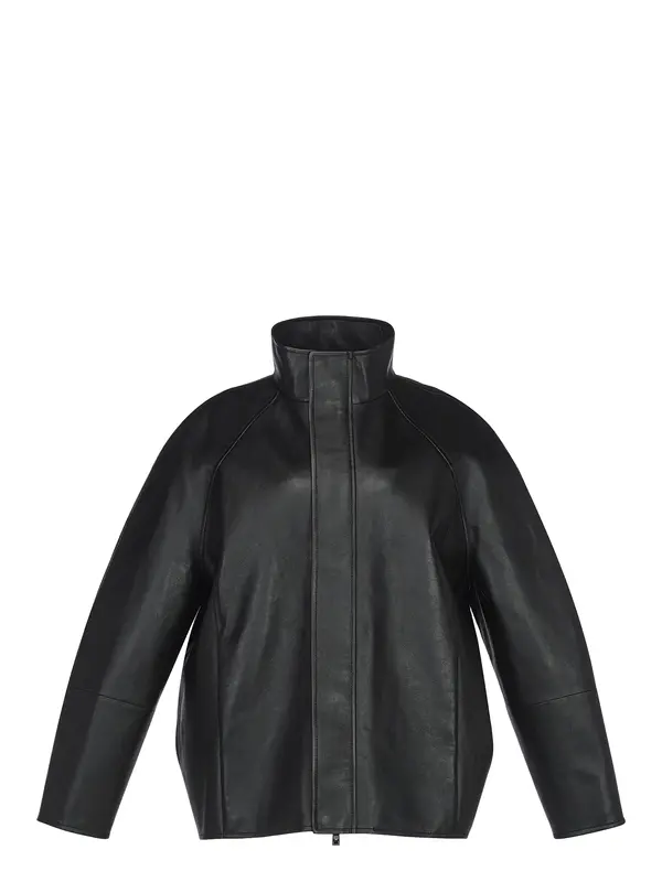 Mcm Oversized Leather Blouson Jacket - Black