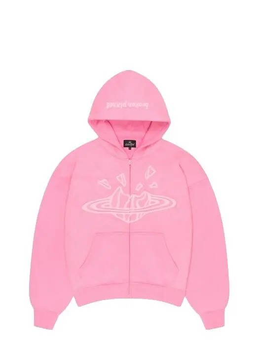 BROKEN PLANET Zip-up Hoodie - Candy Pink