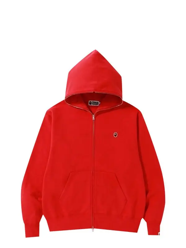 A BATHING APE Full Zip Relaxed Hoodie - Red