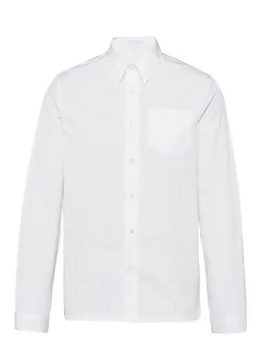 Prada Logo-patch Boxy-fit Cotton Shirt - White