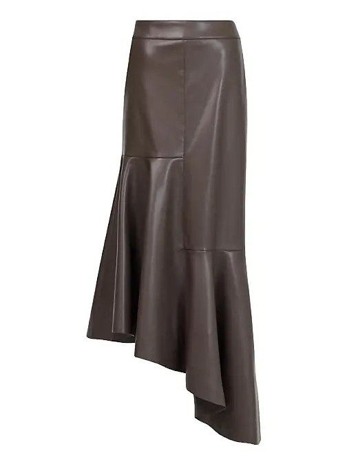 LEEM High-rise Faux-leather Midi Skirt - Grey