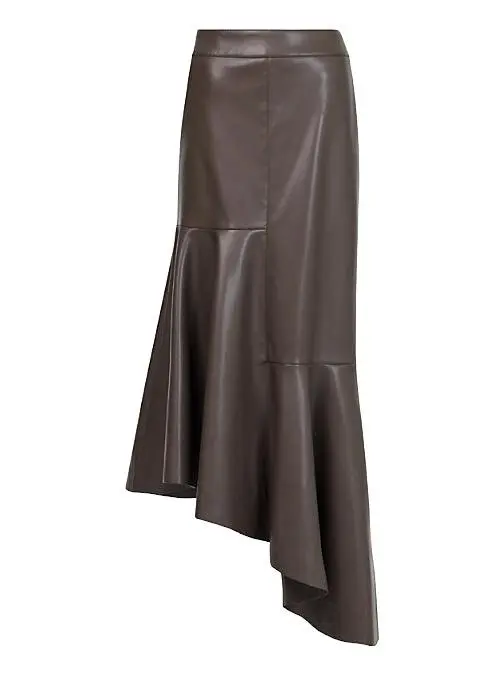 LEEM High-rise Faux-leather Midi Skirt - Grey