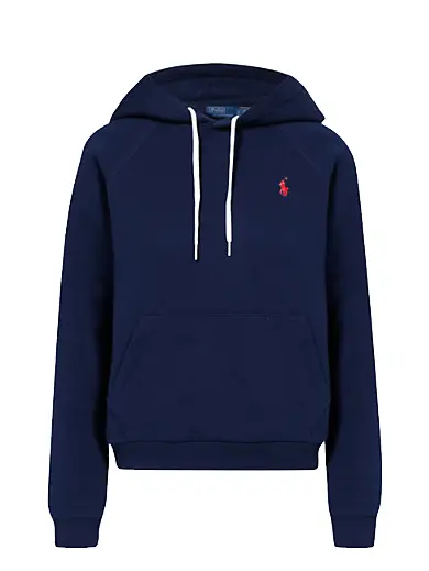 Polo Ralph Lauren Logo-embroidered Fleece-lined Cotton-blend Jersey Hoody - Cruise Navy