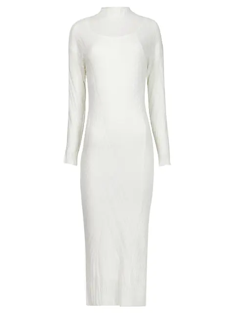LEEM Jacquard-knit Midi Dress - White