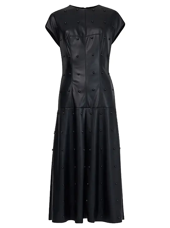 LEEM Stud-embellished Faux-leather Maxi Dress - Black