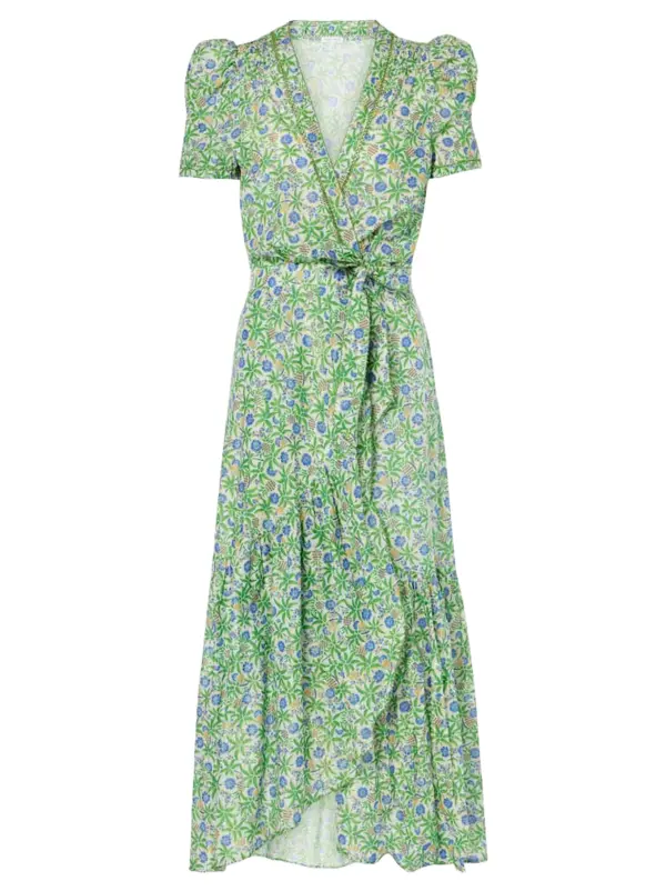 Poupette St Barth Baba Printed Cotton Wrap Dress - Blue
