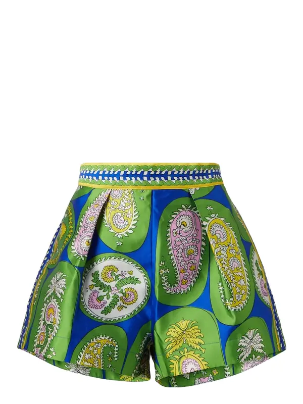 ALEMAIS Alémais Printed High-rise Shorts - Green