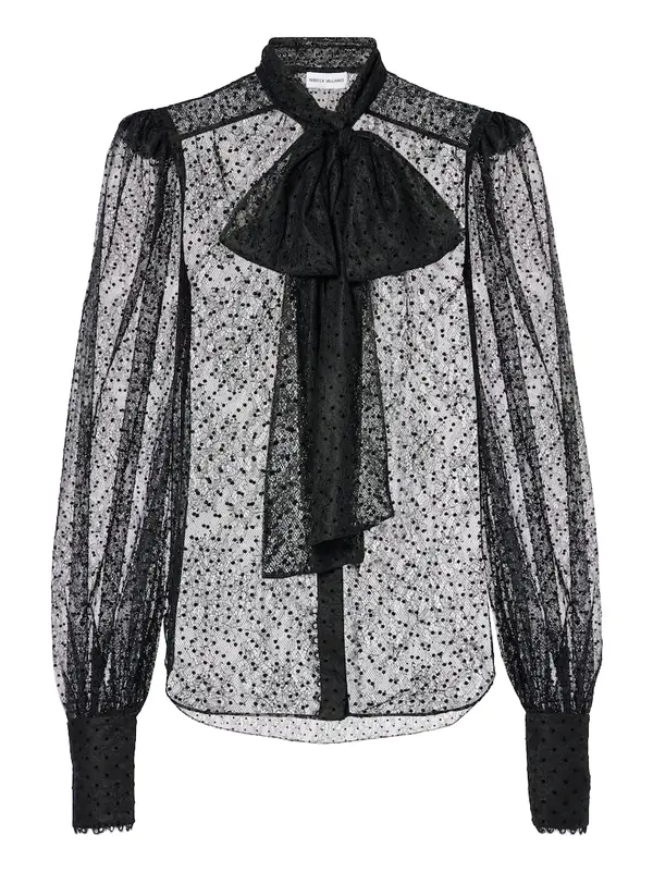 Rebecca Vallance Ethel Lace Tie-neck Blouse - Black