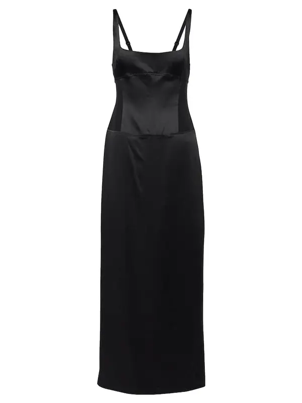 Sir The Label Sonora Evening Silk-blend Satin Midi Dress - Black