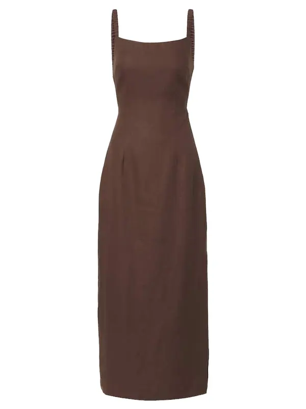 Sir The Label Linen Midi Dress - Brown