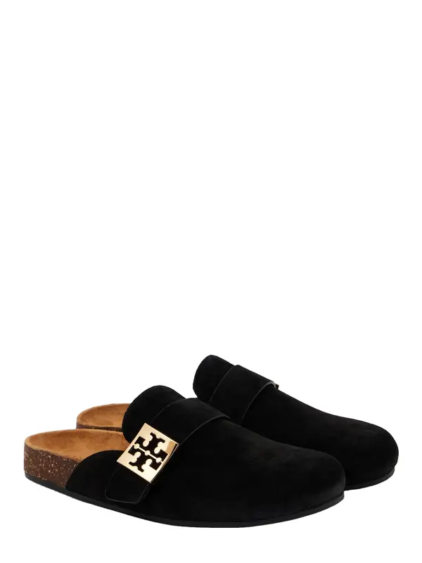 Tory Burch Mellow Suede Mules - Black