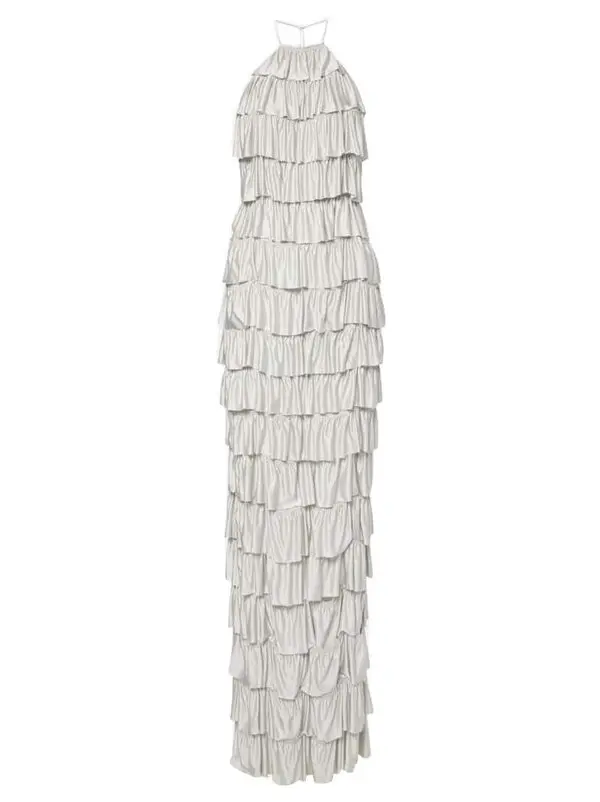 TOM FORD Ruffled Tiered Gown - Grey