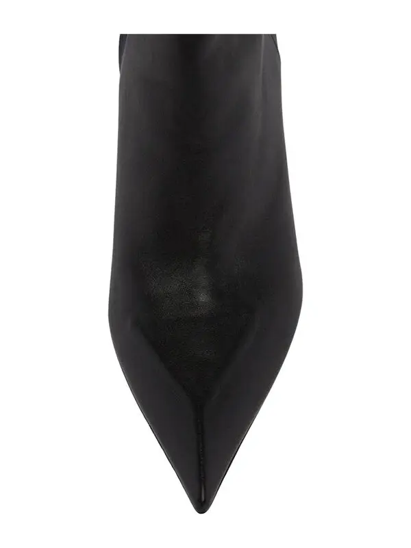 Amina Muaddi Christine Leather Ankle Booties - Black