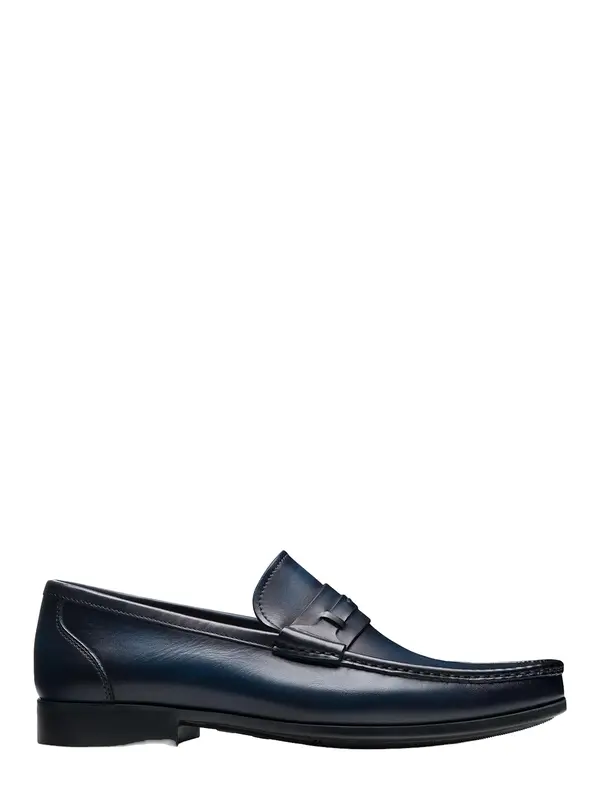 Magnanni Daren Leather Moccasin Loafers - Navy