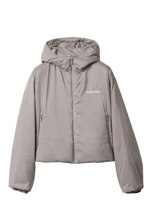 Miu Miu Technical Pongé Jacket - Granite Gray