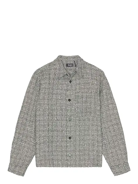 WAO Boucle Tweed Shirt Jacket In Black - Black & White