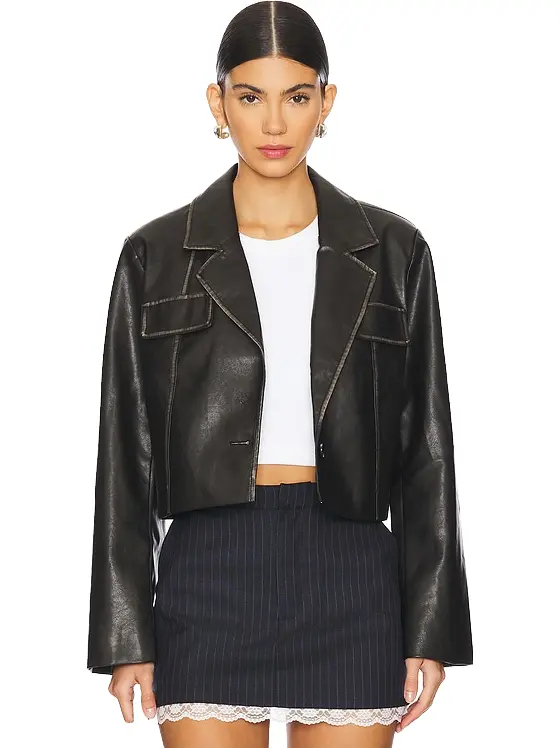 Superdown Blakely Faux Leather Jacket - Black
