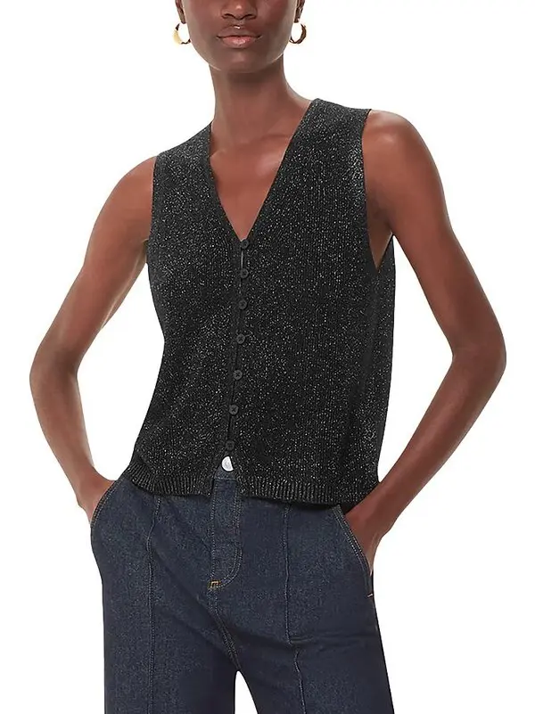 Whistles Sparkle Knit Tank - Black